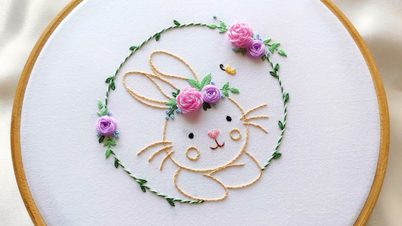 Bunny Rabbit embroidery | how to embroidery a bunny | 3D embroidery ...