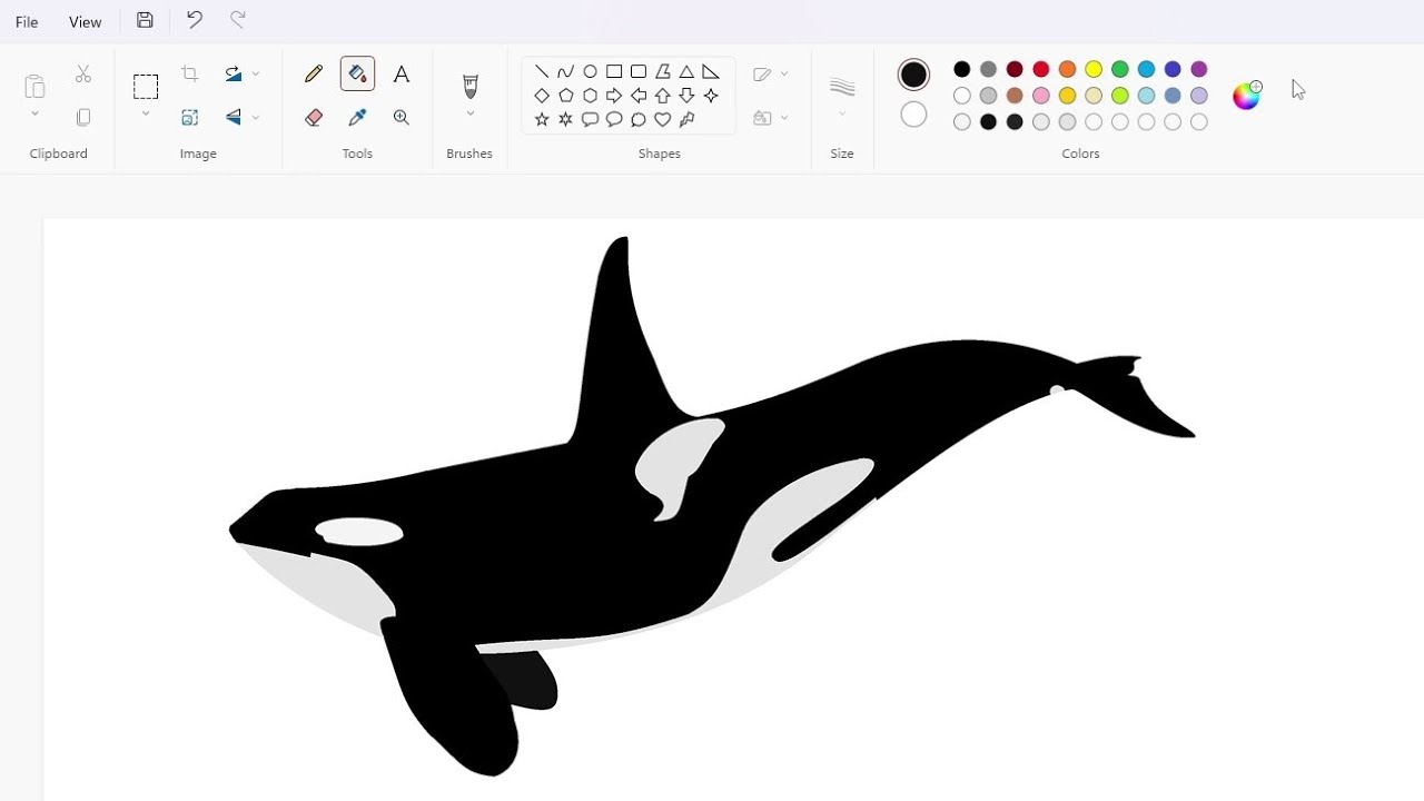 How to draw the Orca (Killer Whale) using MS Paint | How to draw on ...