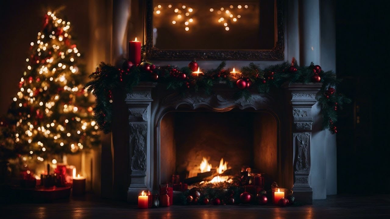 Cozy Festive Fireplace | Ambient Fireplace, Wind, and House Creaks ...