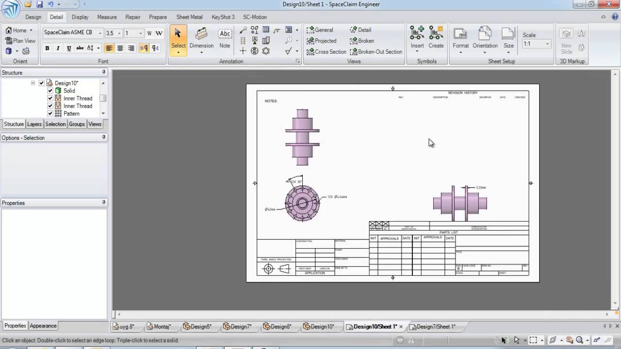 3-Teknik resim2-Drawing Sheet-SpaceClaim 2012 Plus - YouTube