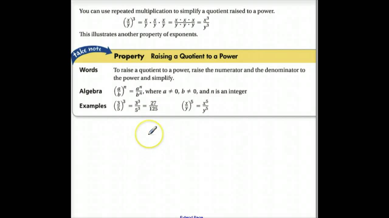 7-5 Division Properties of Exponents - YouTube