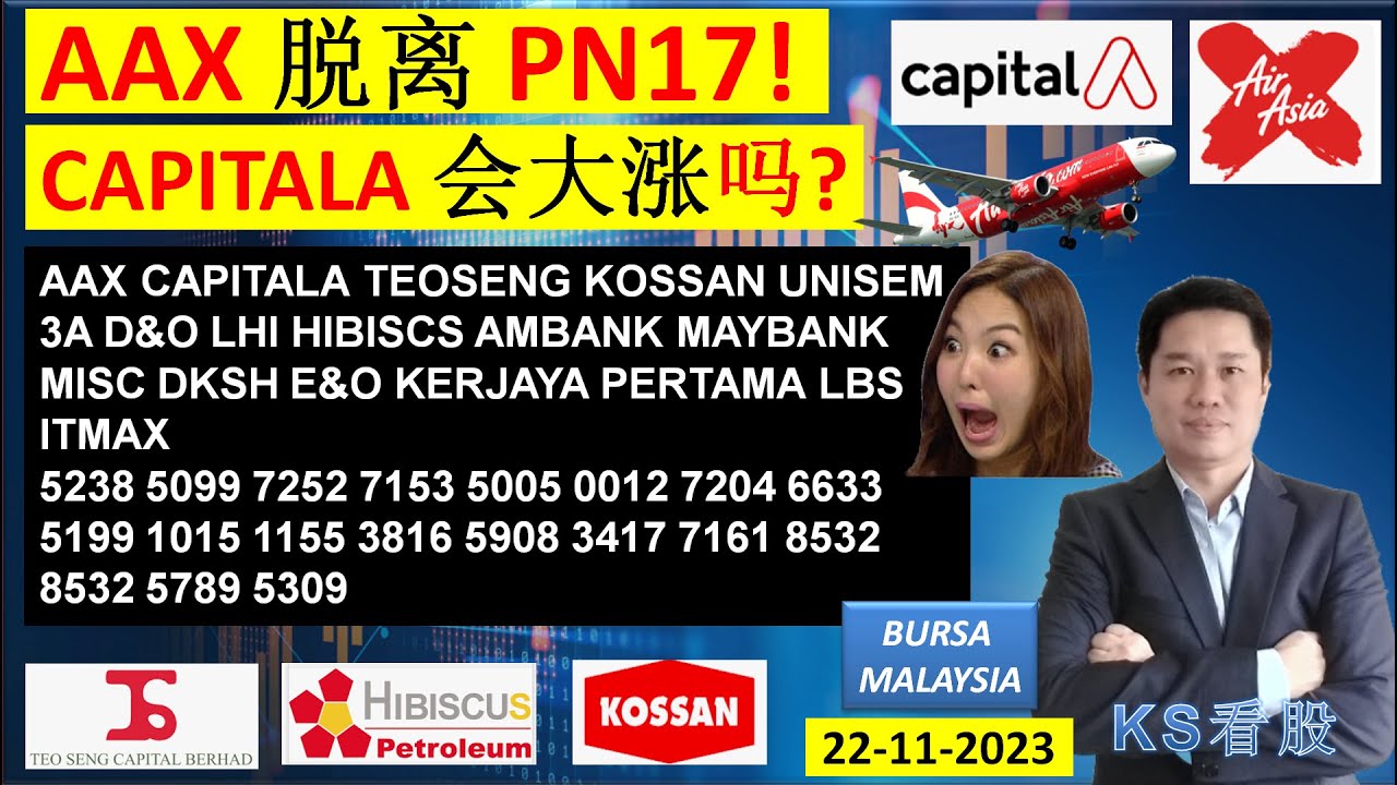 KS看股 - 马股 KLSE BURSA 分享 - 22-11-2023 💥AAX 脱离 PN17! 💥CAPITALA 会大涨吗? 💥 AAX CAPITALA TEOSENG KOSSAN ...