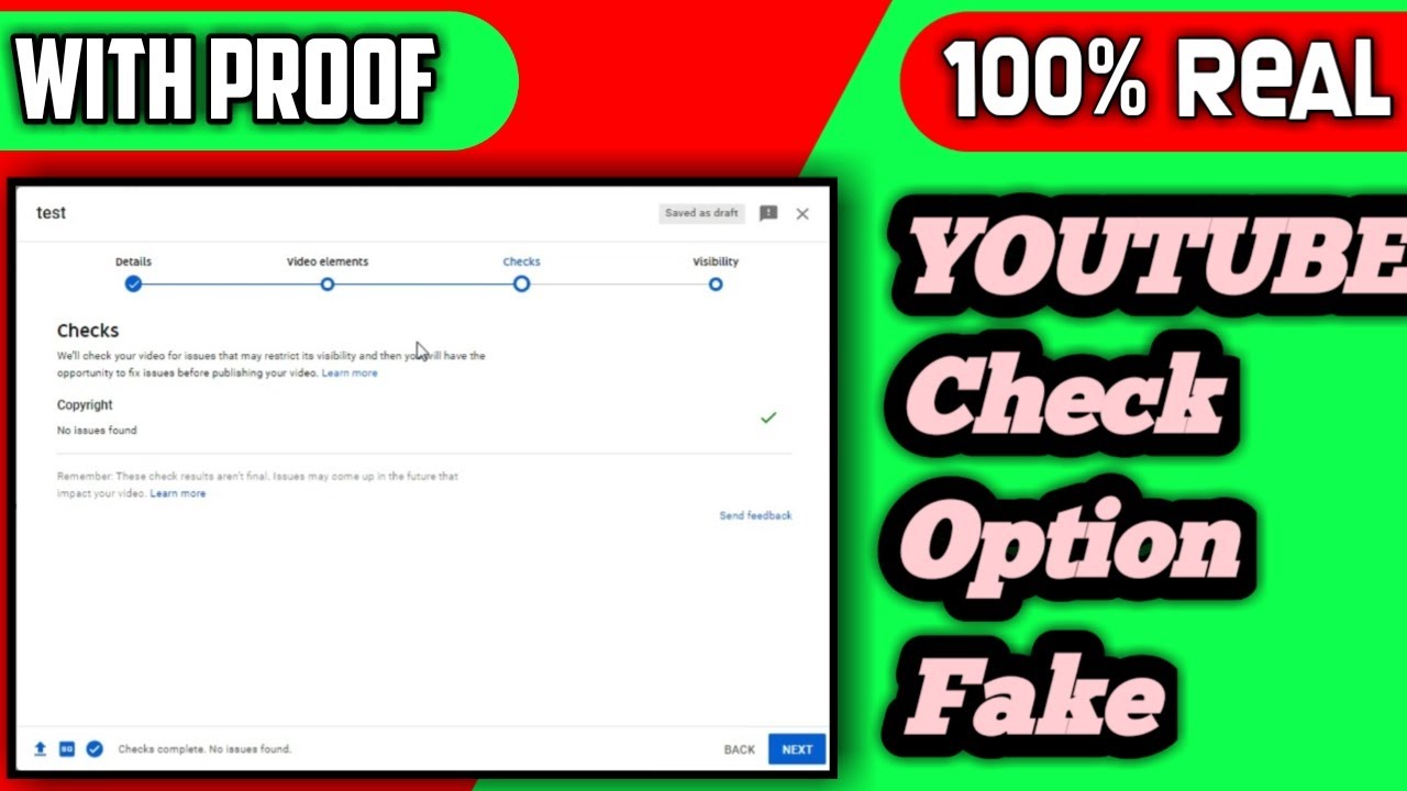 YouTube check option fake with proof - YouTube