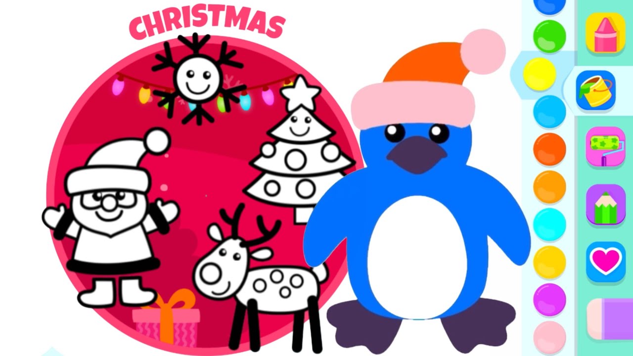 CHRISTMAS Drawings and Coloring | Kids game - YouTube