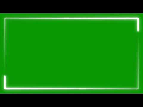 Square Shape Frame -  White Neon Effect - Green Screen - Chroma Key - No Copyright