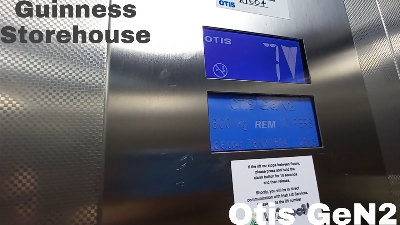 2013 Otis GeN2 Lumina MRL traction lift at the Guinness Storehouse ...