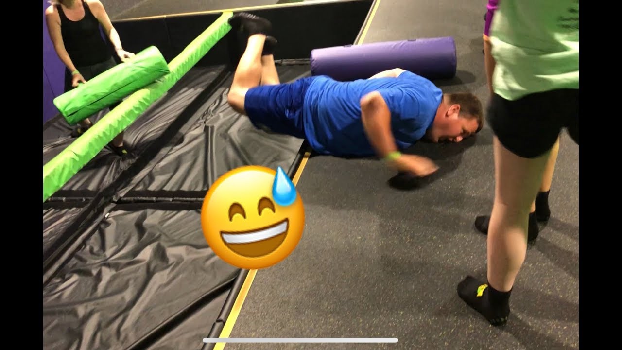 Teacher face plants at trampoline park - YouTube