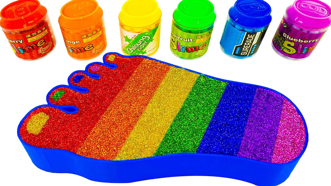 Satisfying Video l How To Make Rainbow Foot from Mixing Slime Cutting ...