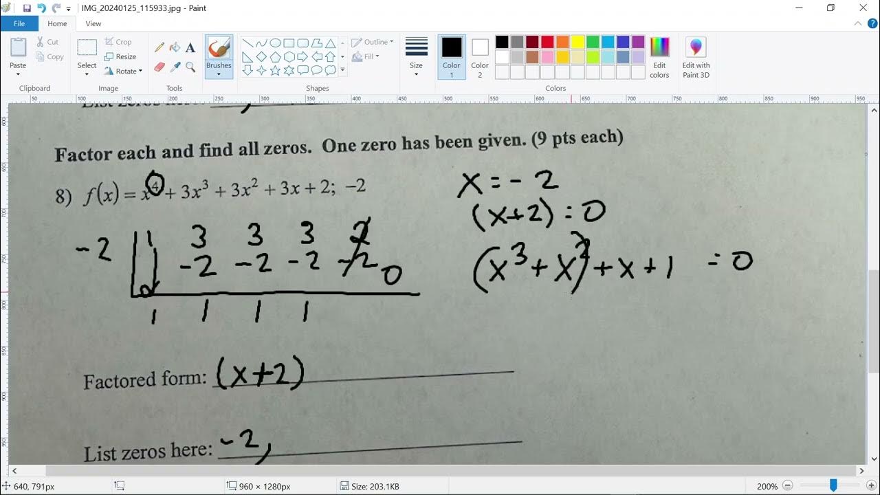 Factoring Polynomials Synthetic Division and Rational Roots Worksheet ...