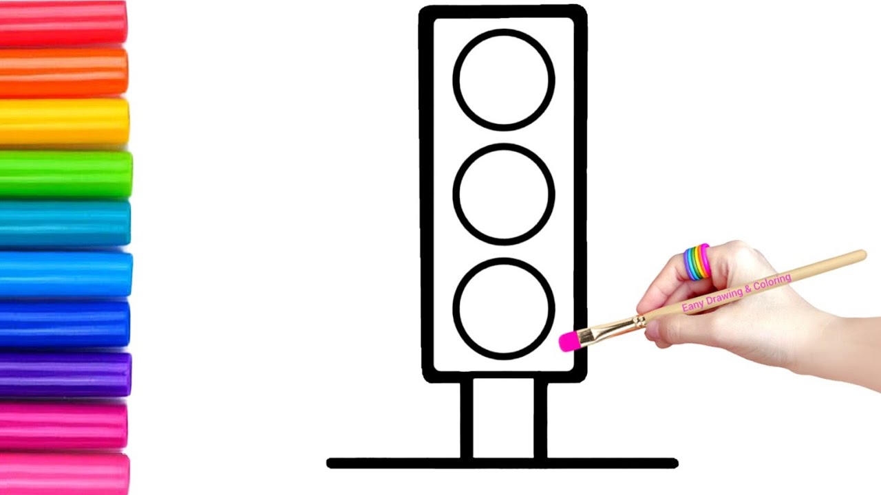 How to Draw cute and easy Traffic Light | Easy Drawing, Painting and ...