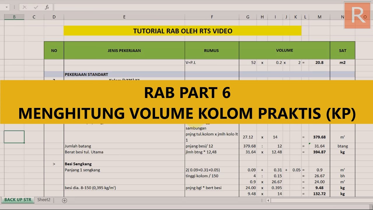 BELAJAR RENCANA ANGGARAN BIAYA (RAB) DARI NOL PART 6 (Perhitungan Volume Kolom Praktis) - YouTube