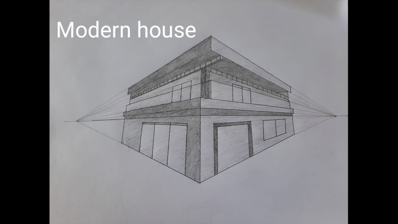 How to draw modern house - YouTube