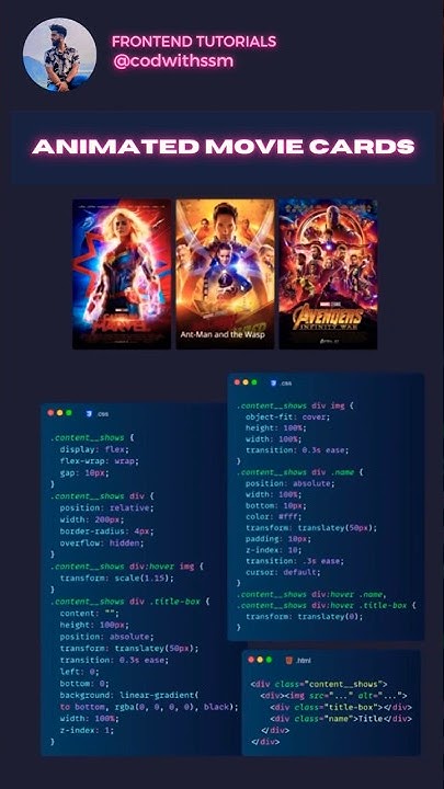 How to create an animated movie cards #frontend #coding #shorts #vscode ...