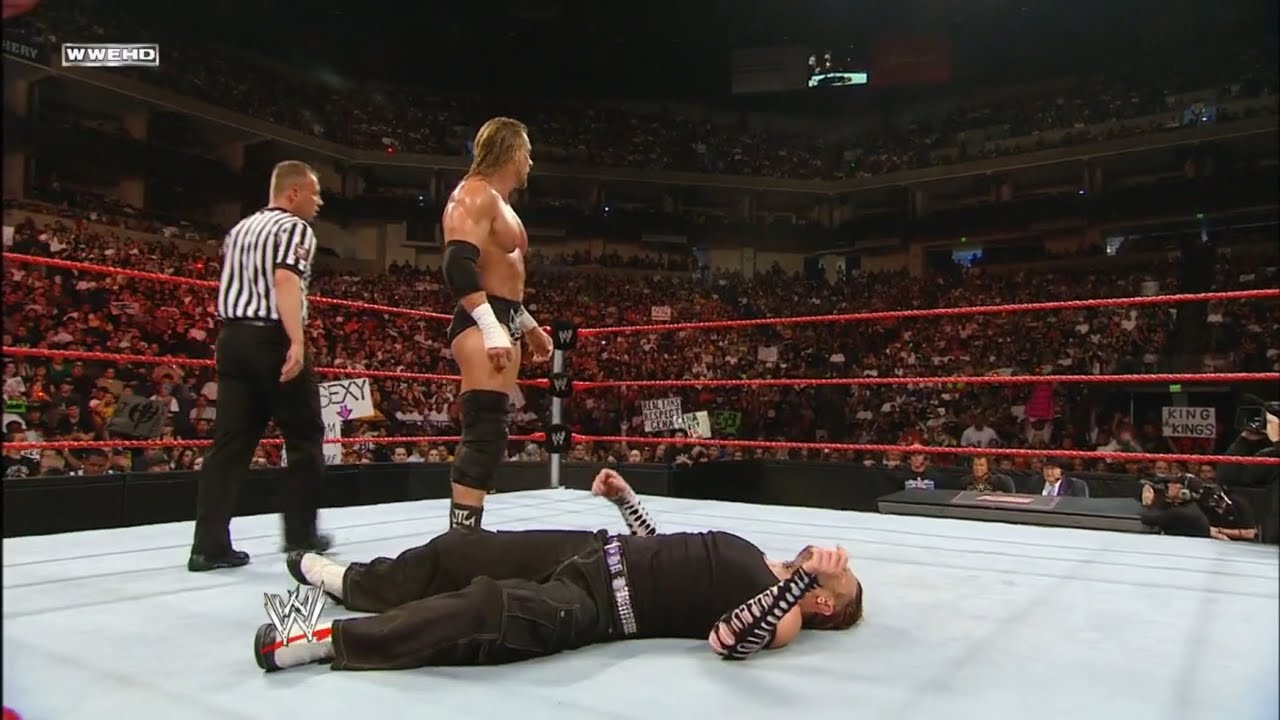 Triple H vs Jeff Hardy (John Cena on Commentary) - RAW June 9 2008 (2/2 ...