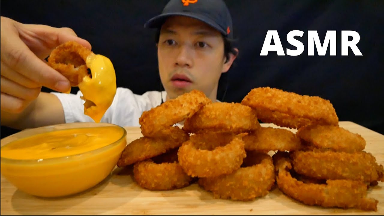 CRISPY ONION RINGS WITH CHEESE (ASMR) CRUNCHY EATING SOUNDS - YouTube
