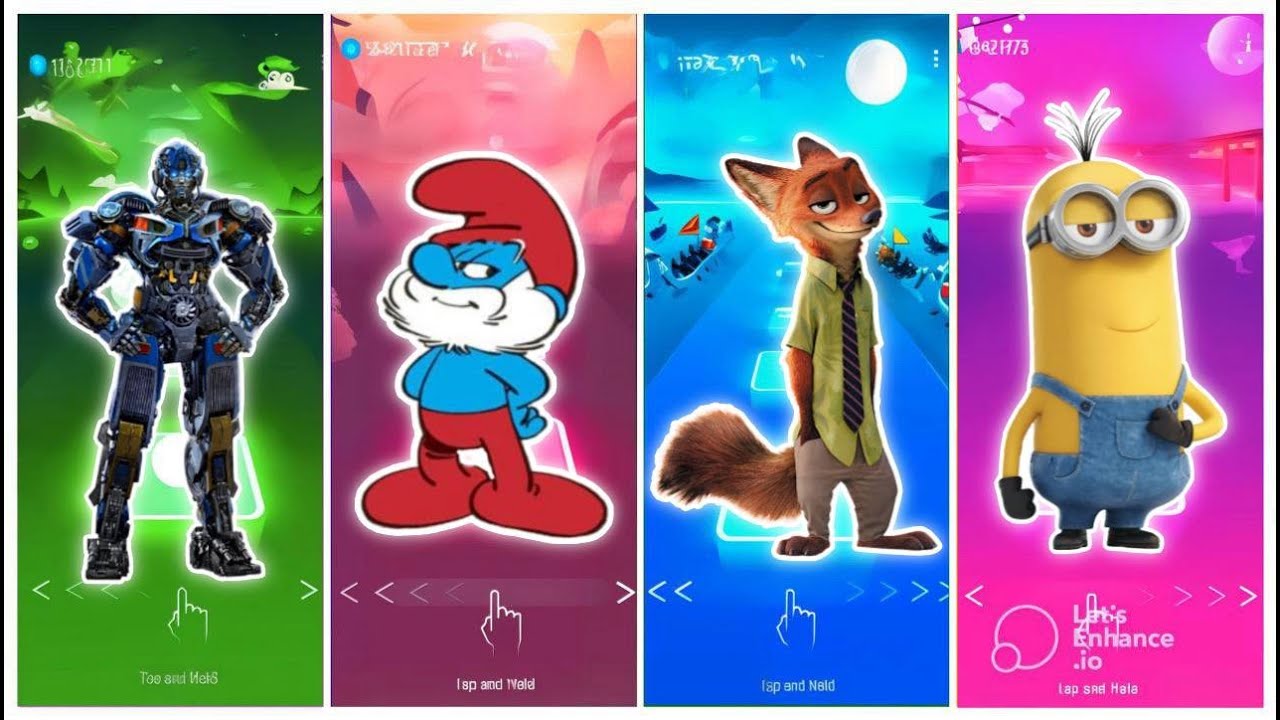 Transformers 🆚 Smurfs 🆚 Zootopia 🆚 Minions x Coffin Dance | Tiles Hop ...