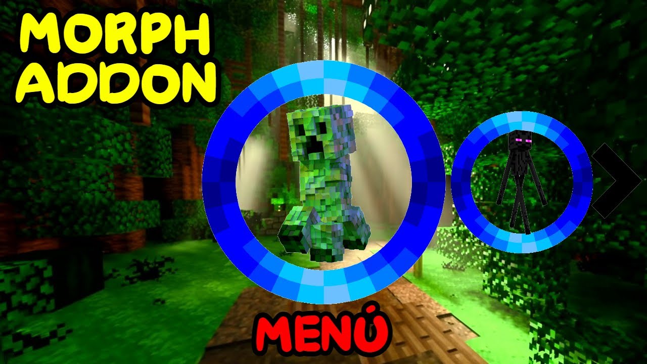 COMO CONVERTIRSE EN MOBS EN MINECRAFT PE - MENÚ || MORPH ADDON ...