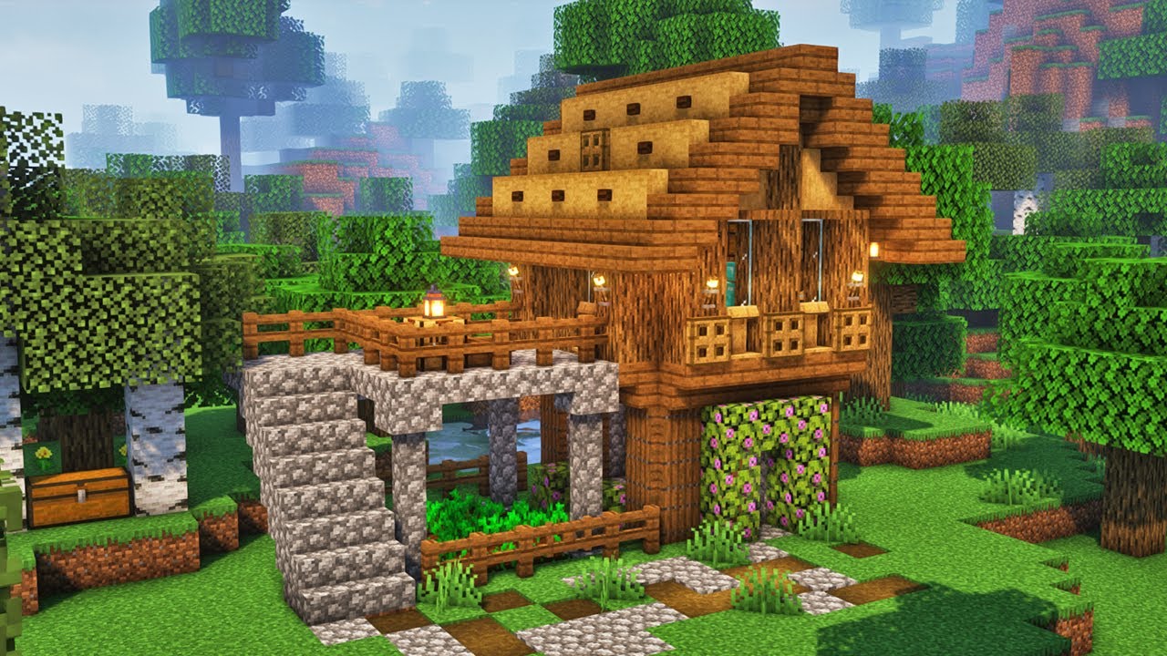 Minecraft Wooden House 🔥🔥🔥Fast and Easy! Cabin House⛏⚒ - YouTube