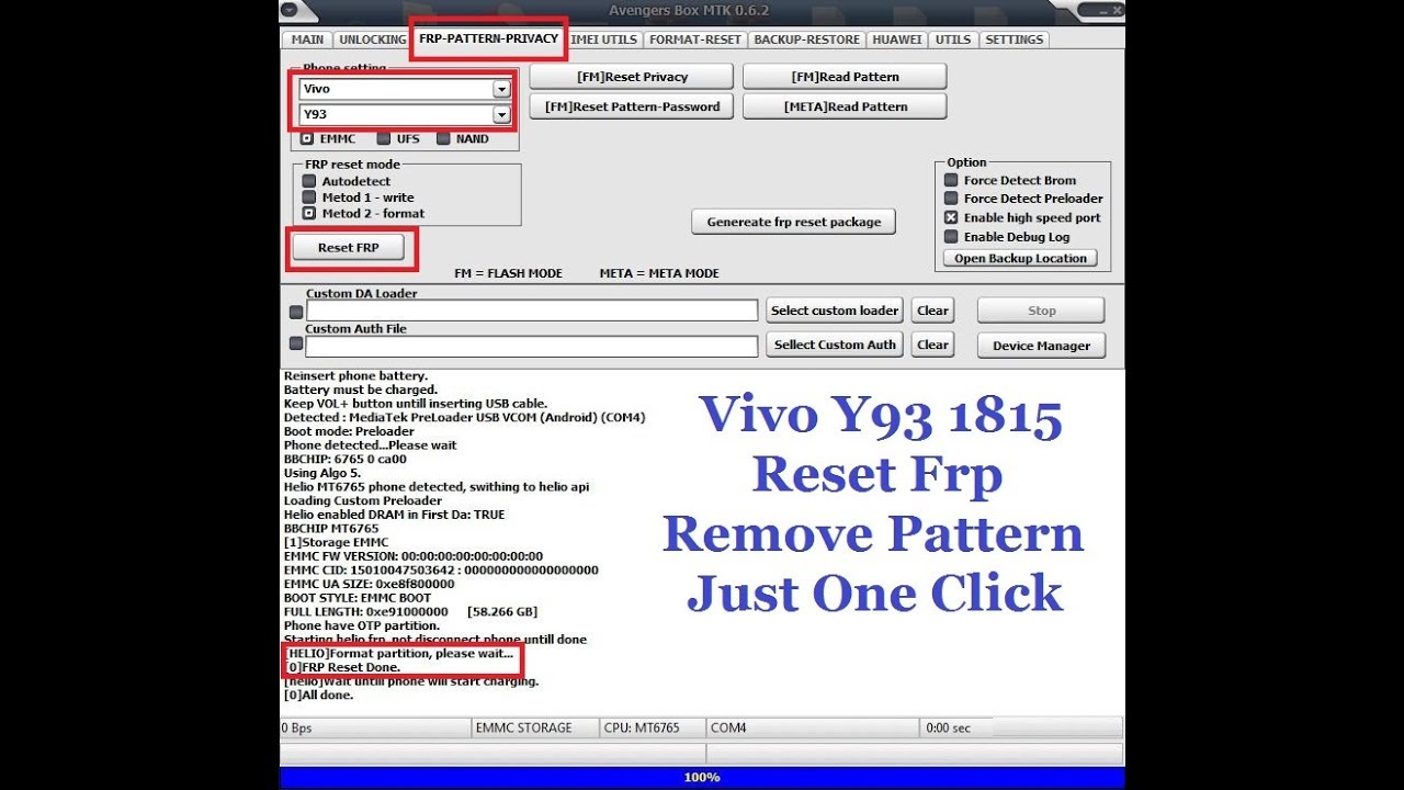 Vivo Y93 1815 Reset Pattern Remove Frp Done By Avenger Box Just One ...