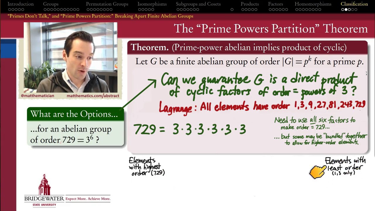 301.11C "Prime Powers Partition" Theorem for Abelian Groups - YouTube