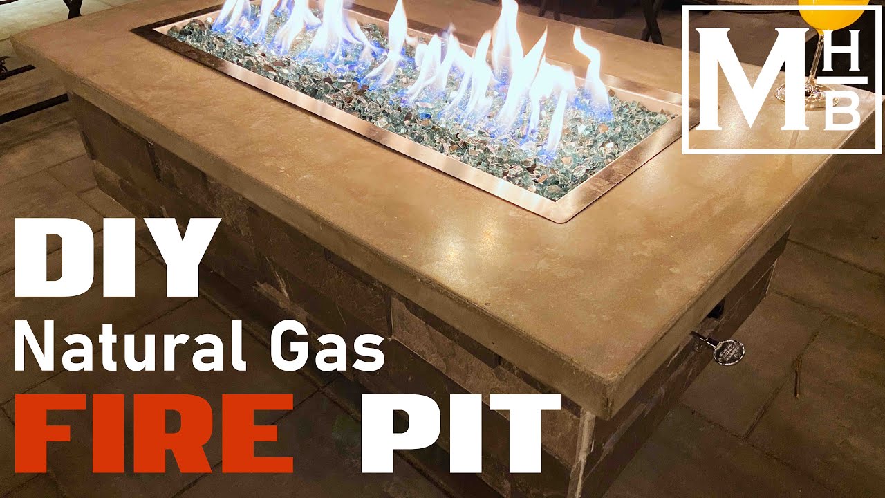 How to make a Modern DIY Gas Firepit Table with Concrete Top and Stone ...
