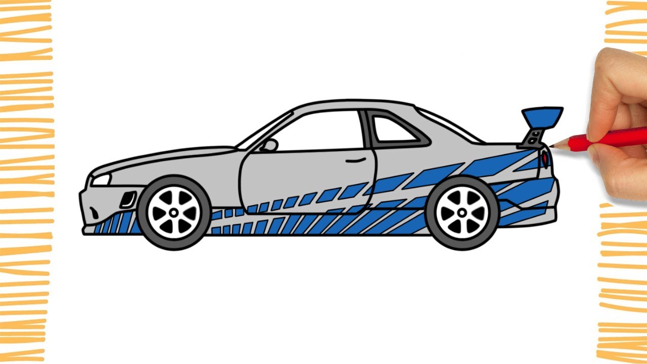 How to Draw a SKYLINE R34 I Easy - YouTube