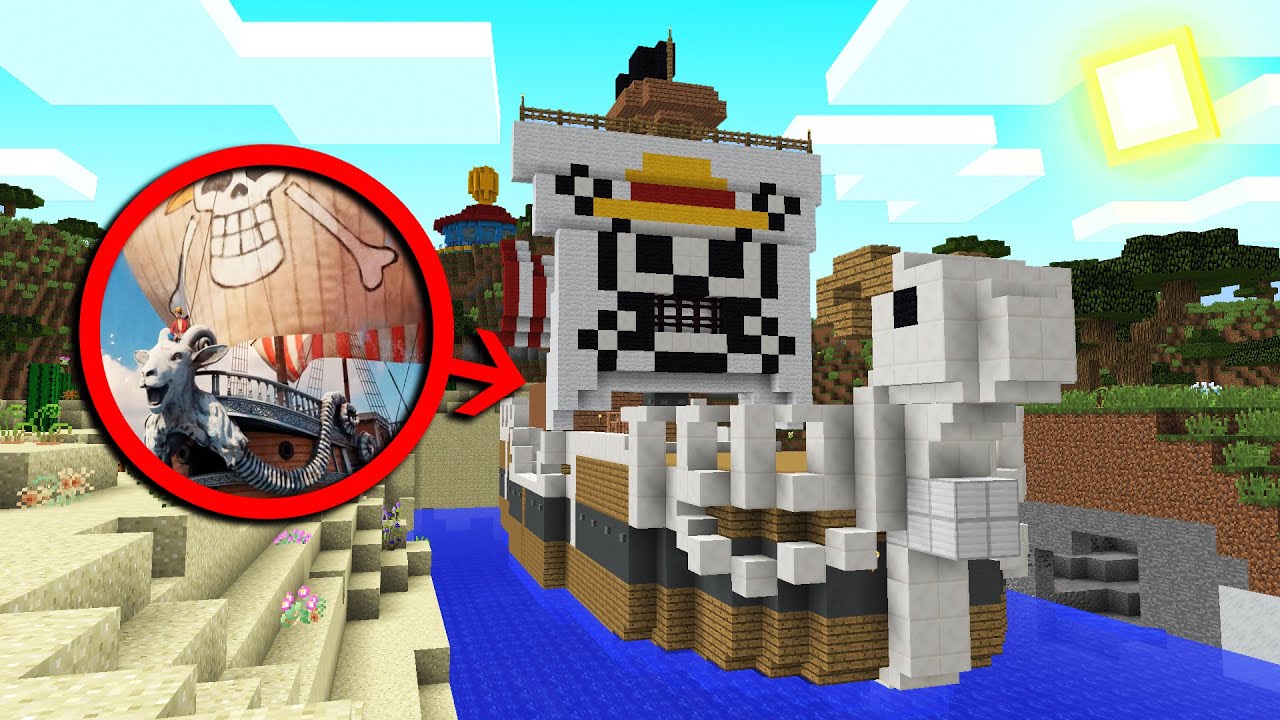 APARECE EL BARCO DE ONE PIECE EN LA CIUDAD DE PLATANOVILLA MINECRAFT 😱 ...
