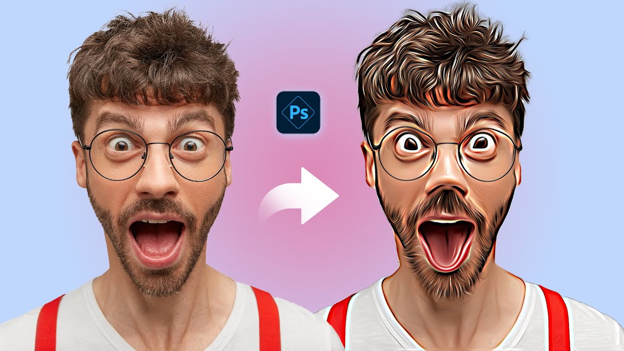 Create cartoony Face images in Seconds in Photoshop Tutorial 🔥 - YouTube