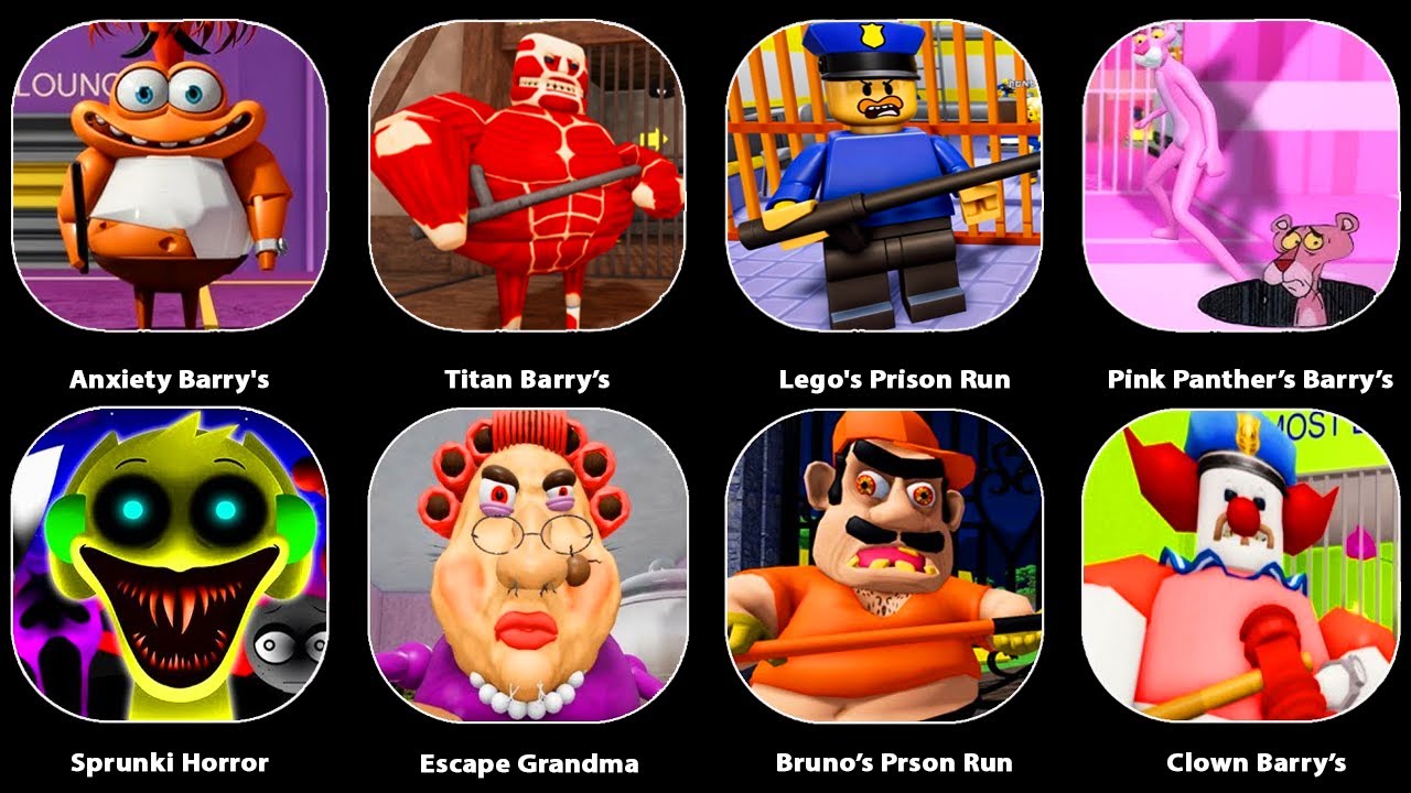 Anxiety Barry's Prison Run, Lego's Prison Run, Escape Grandma, Sprunki ...