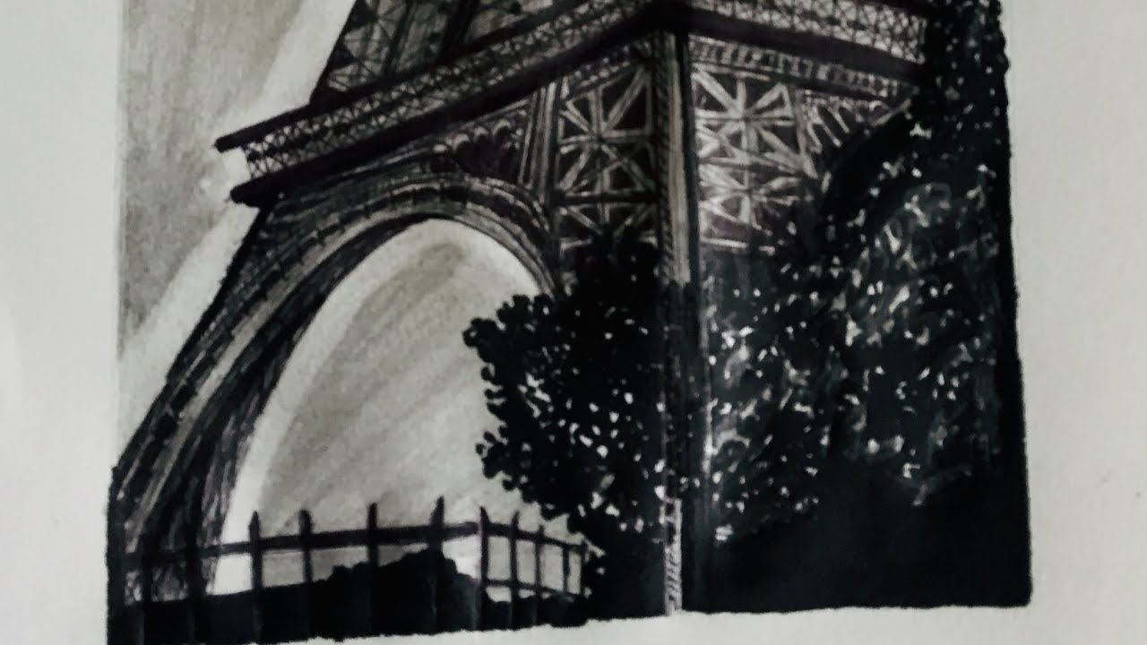How to draw a eiffel tower with using pen - YouTube