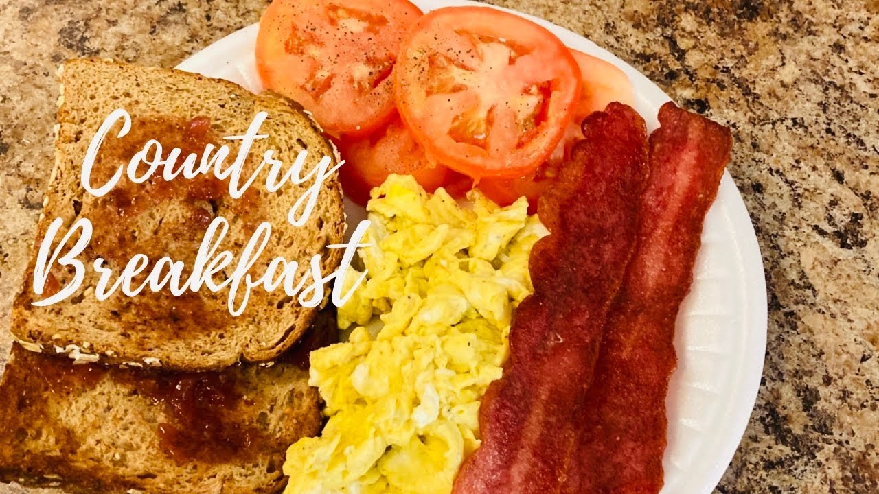 Country Breakfast, Turkey Bacon, Scrambled Eggs, Toast #breakfast # ...