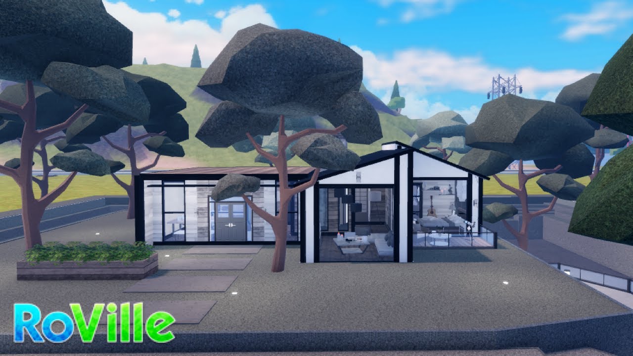 Modern Cabin Hilltop || Home Tour With House Code || Roblox RoVille ...
