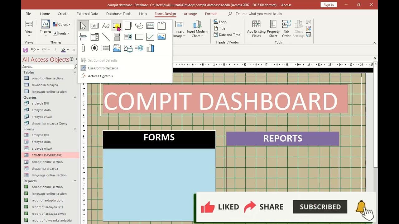 microsoft access: dashboard lesson - YouTube