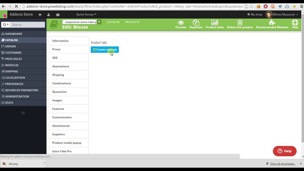 PrestaShop - how to create additonal product tab ? - YouTube