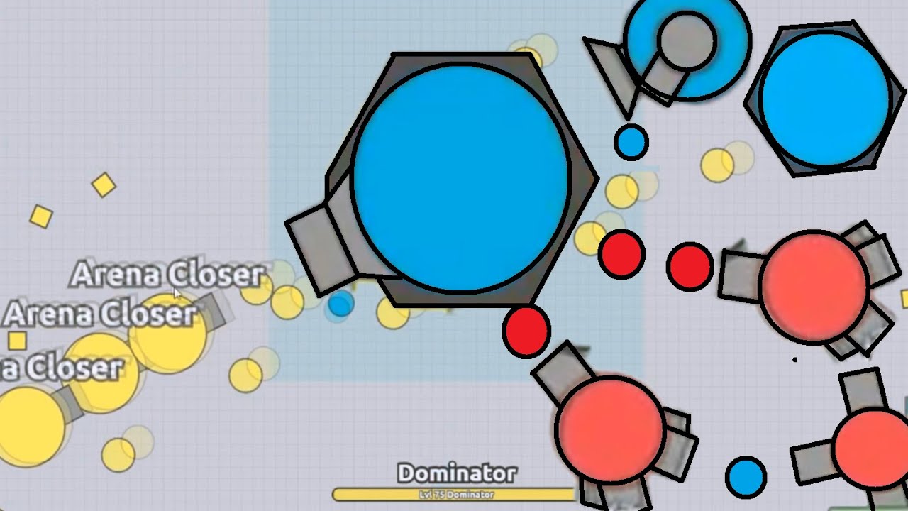 DIEP.IO - DOMINATOR GAMEPLAY - LEVEL 75 | DOMINATOR VS ARENA CLOSER ...