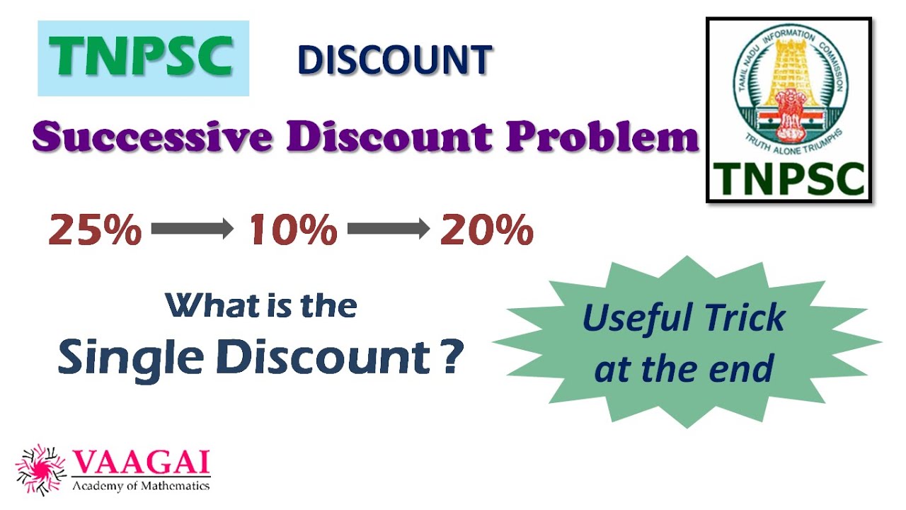 TNPSC | Discount | Successive Discount Problem - YouTube