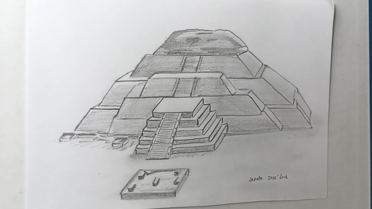 Cómo dibujar la Pirámide de la Luna de Teotihuacán | México - YouTube