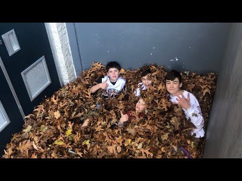 Making the worlds BIGGEST LEAF PILE!!!*jumping from a story* - YouTube