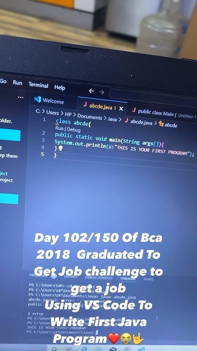 first java program in visual studio #vscode #java #bca #coding #shorts - YouTube