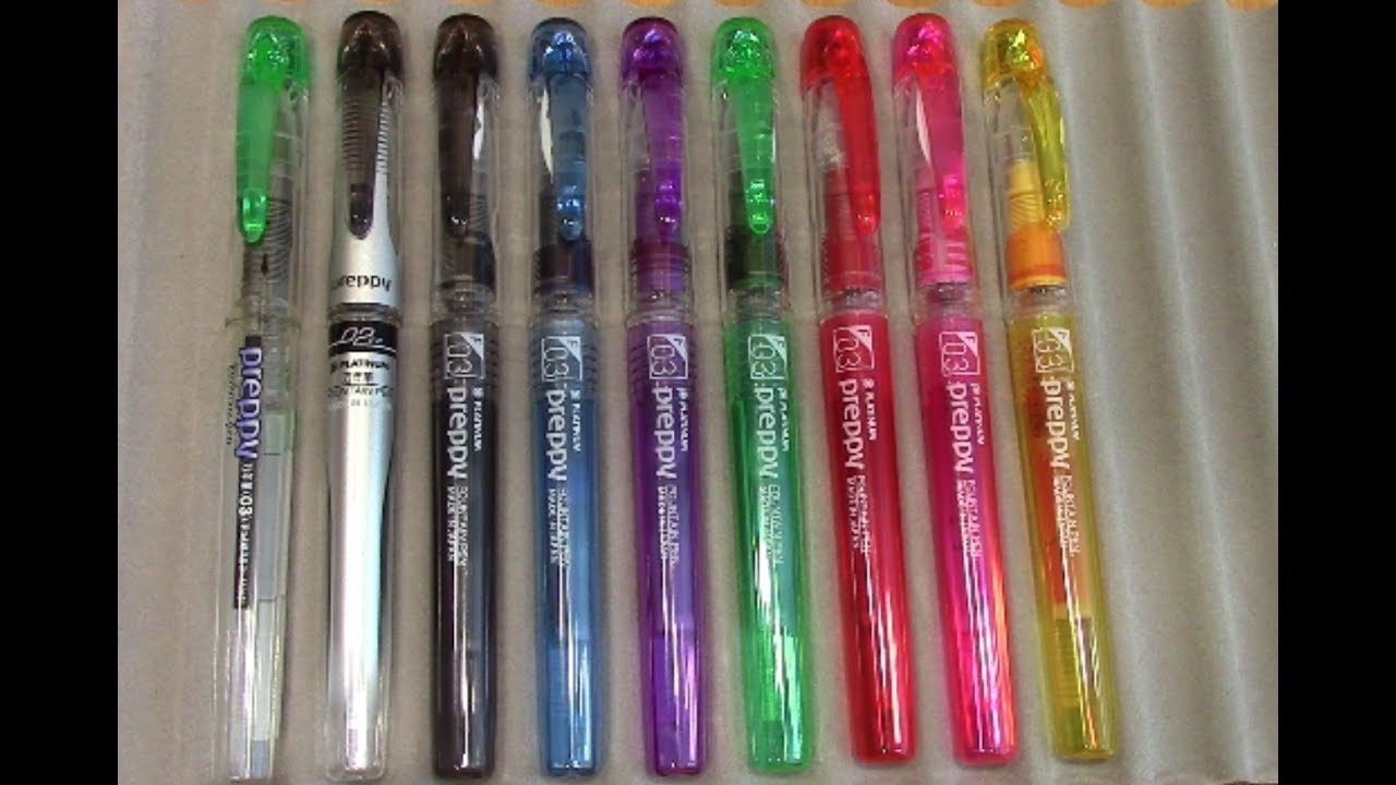 Platinum Preppy Fountain Pen - review of 7 colors - YouTube