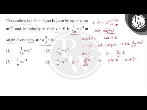 The acceleration of an object is given by \( a(t)=\cos \pi t \) \( \mathrm{ms}^{-2} \) and its v ...