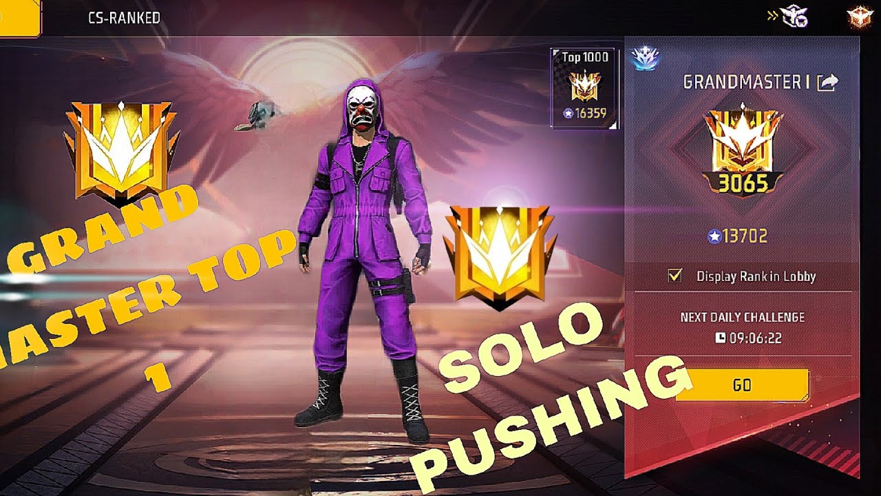 GRAND MASTER TOP 1 SOLO RANK PUSH😓|| - YouTube