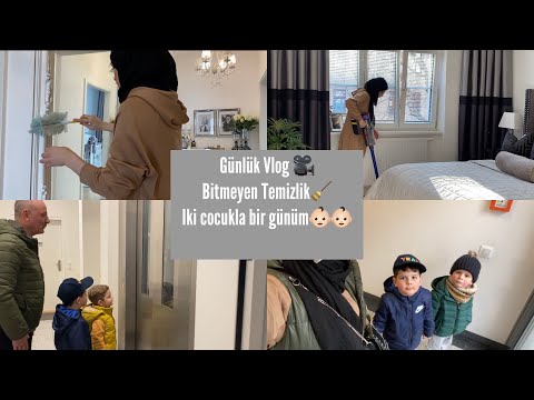 GÜNLÜK VLOG🎥| BITMEYEN TEMIZLIK🧹| IKI COCUKLA BIR GÜNÜM👶🏻👶🏻