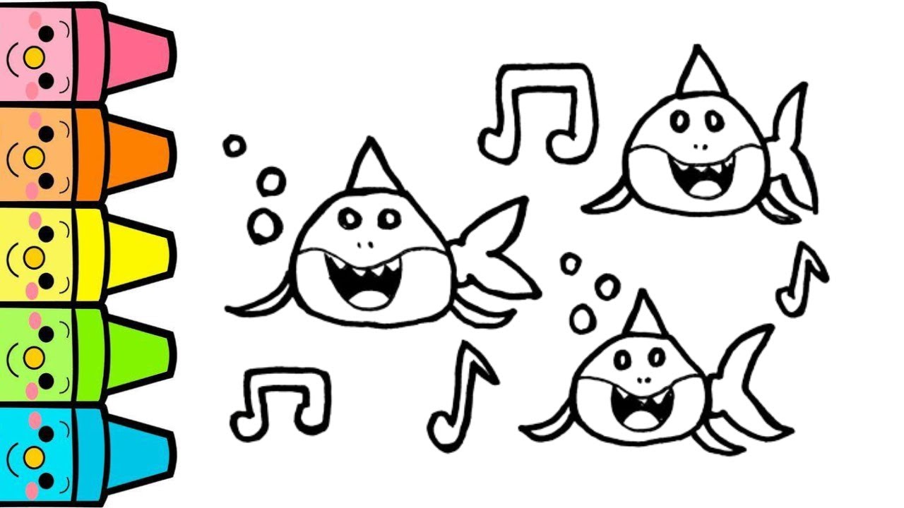 How to draw cute Baby Sharks Family🦈 Easy Drawing and coloring Baby ...