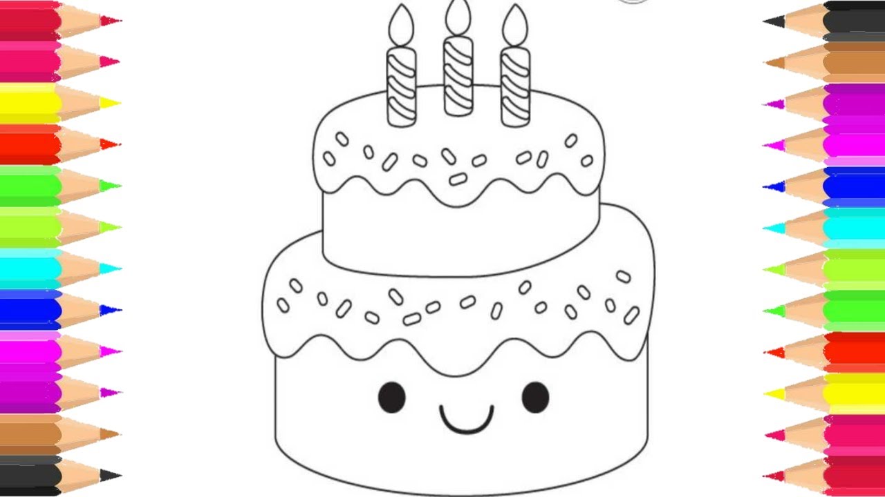 HOW TO DRAW A CUTE BIRTHDAY CAKE - YouTube