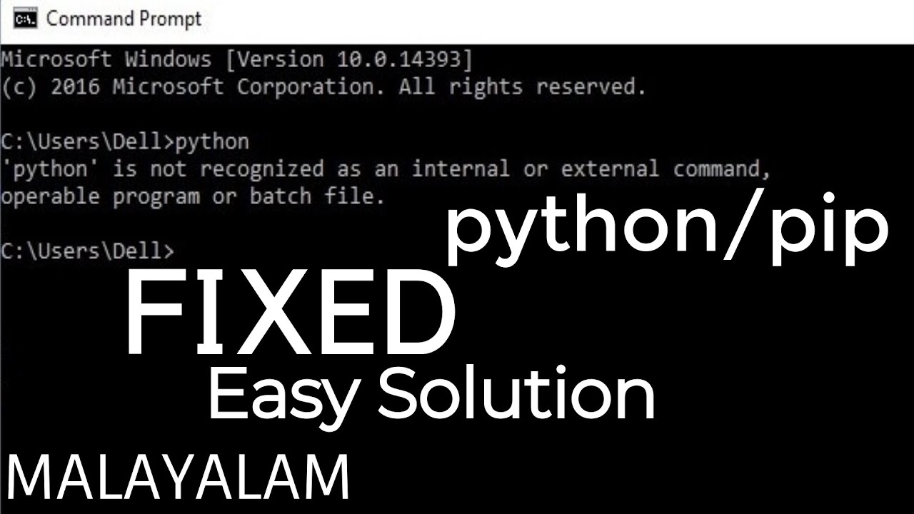 Malayalam | Python is Not Recognized as an Internal or External Command ...
