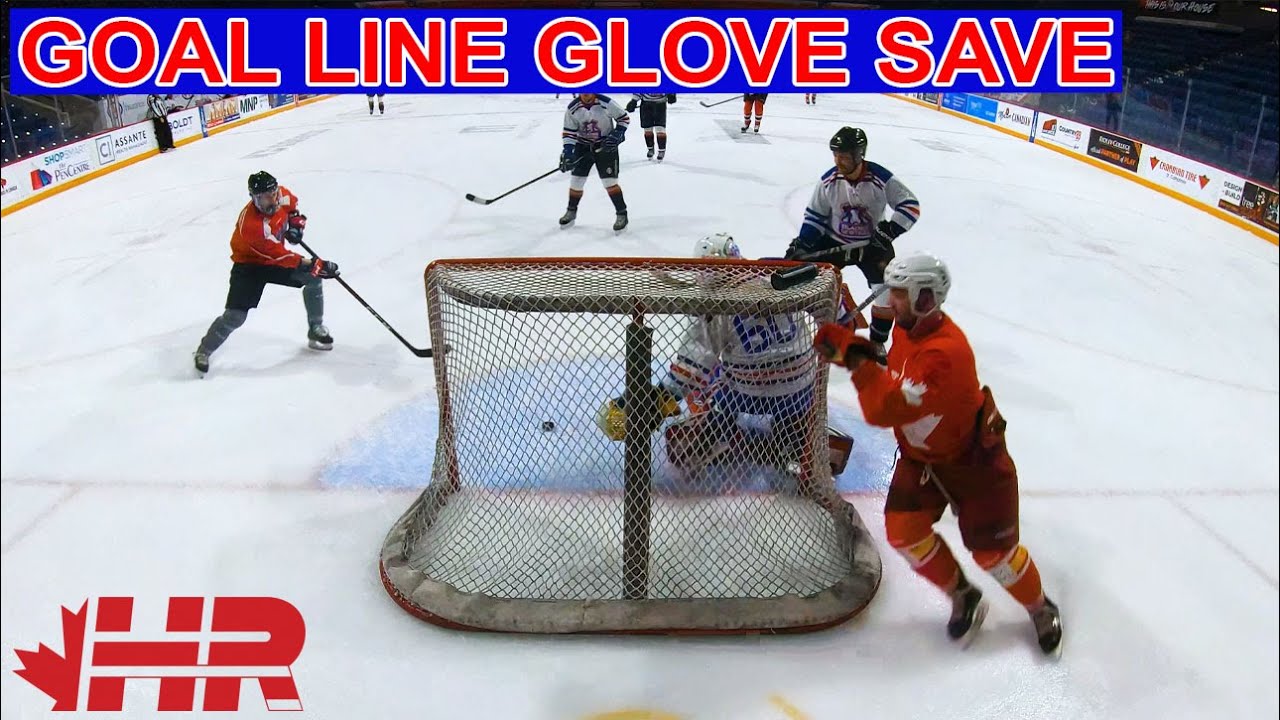 Goal line glove save! Blades beer league hockey goalie GoPro - YouTube