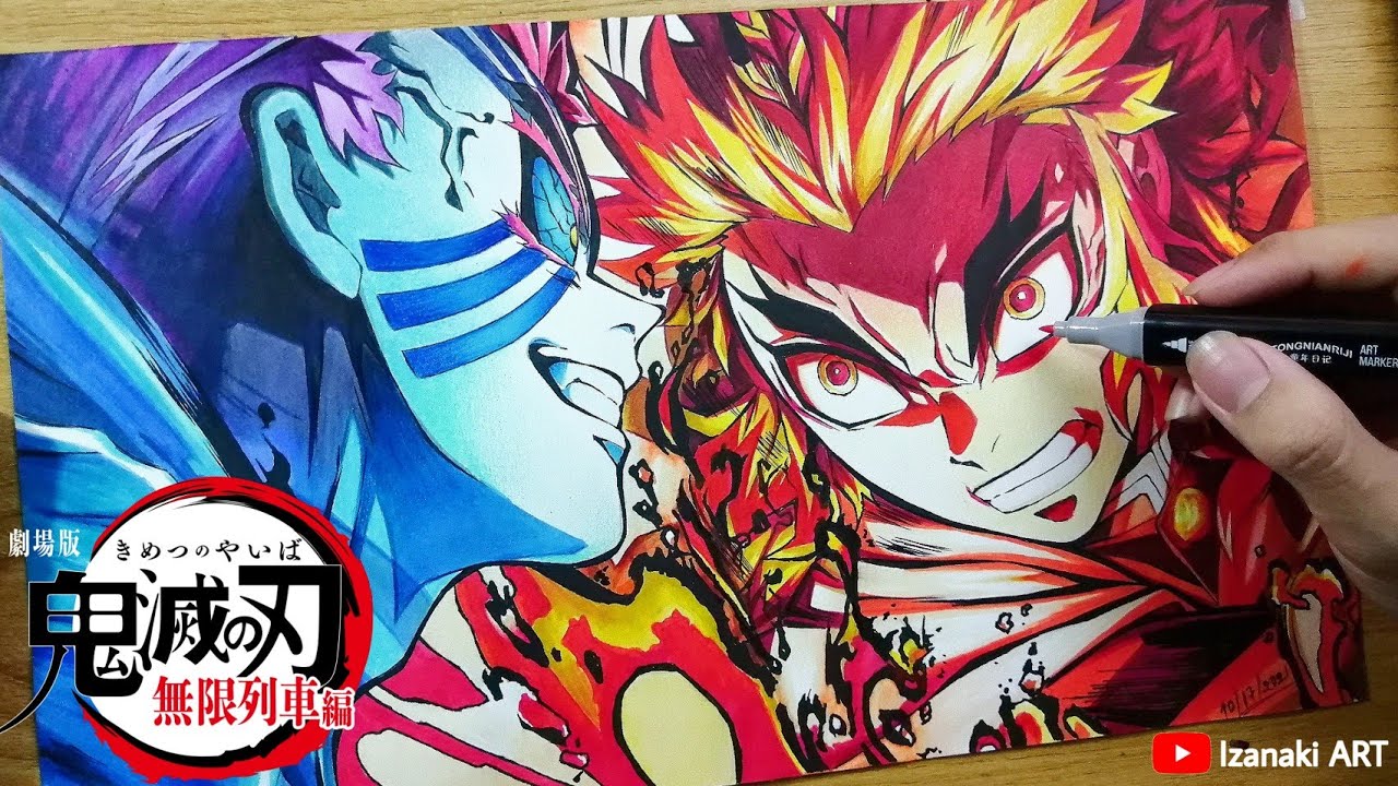 Drawing Rengoku vs Akaza - Kimetsu No Yaiba Mugen Train (Special 3k ...