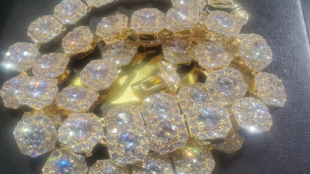 Shop Gld Cluster Tennis Chain In Yellow Gold Review - YouTube