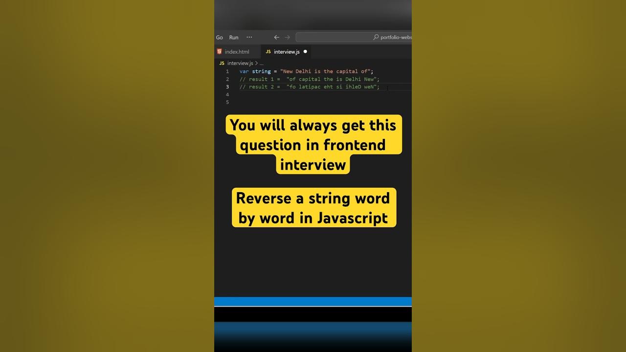 How to reverse a string word by word in javascript #shorts #javascript #javascriptinterview # ...